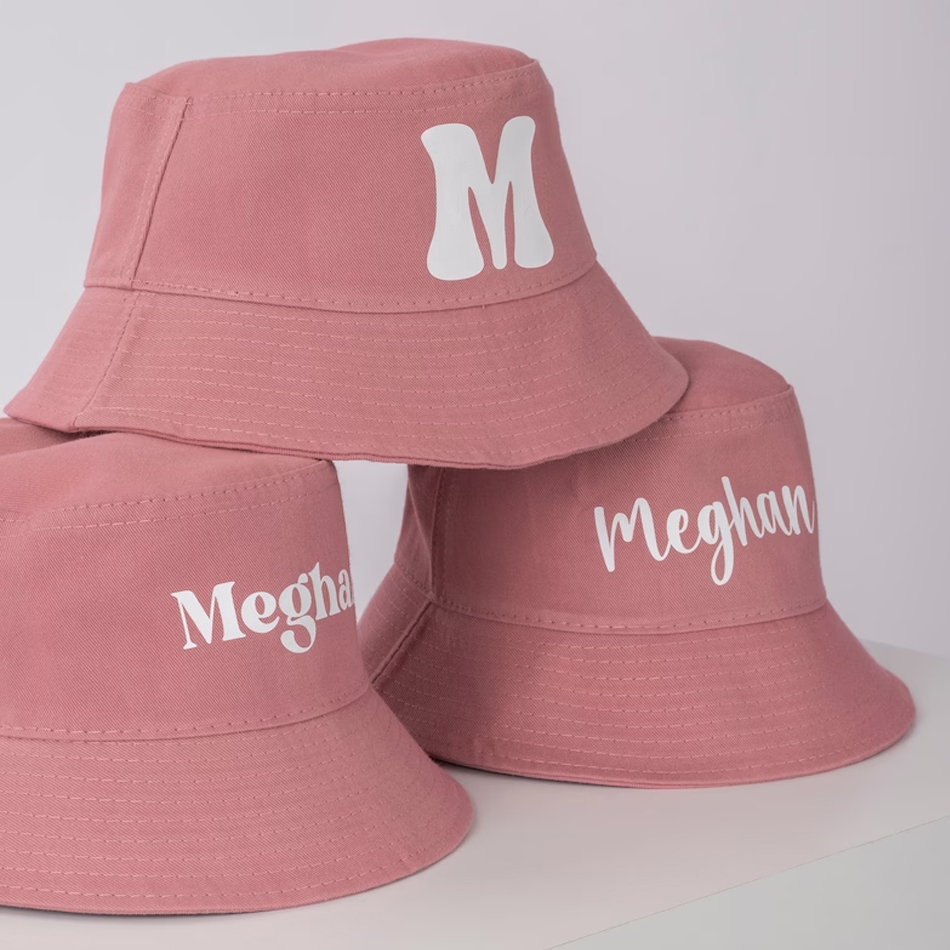 Wholesale Leather Patch Bucket Hats & Logo/Text