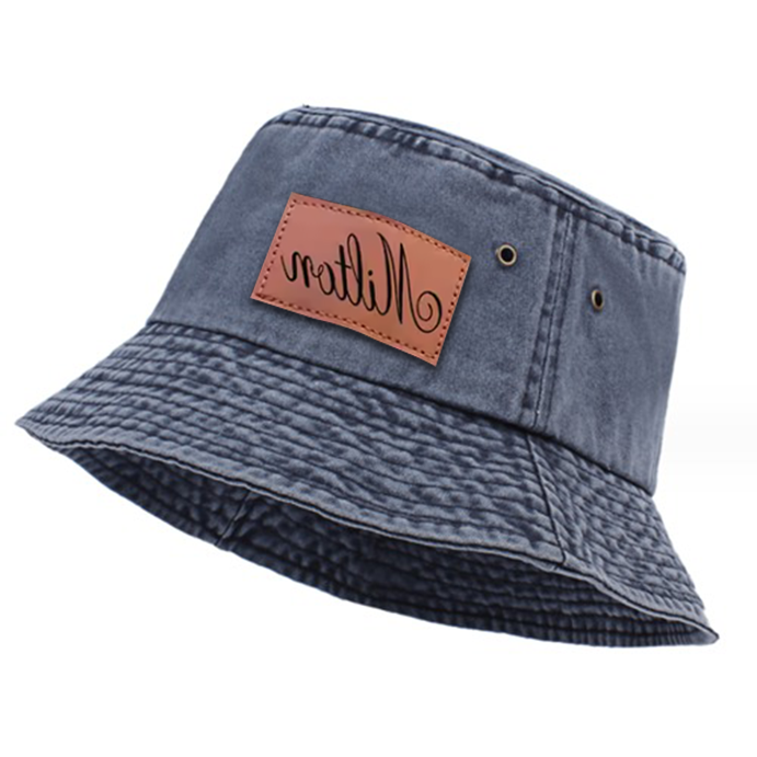 Wholesale Leather Patch Bucket Hats & Logo/Text