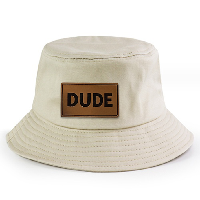 Leather Patch Bucket Hat Cotton Sun Hat Cotton Bucket Hat
